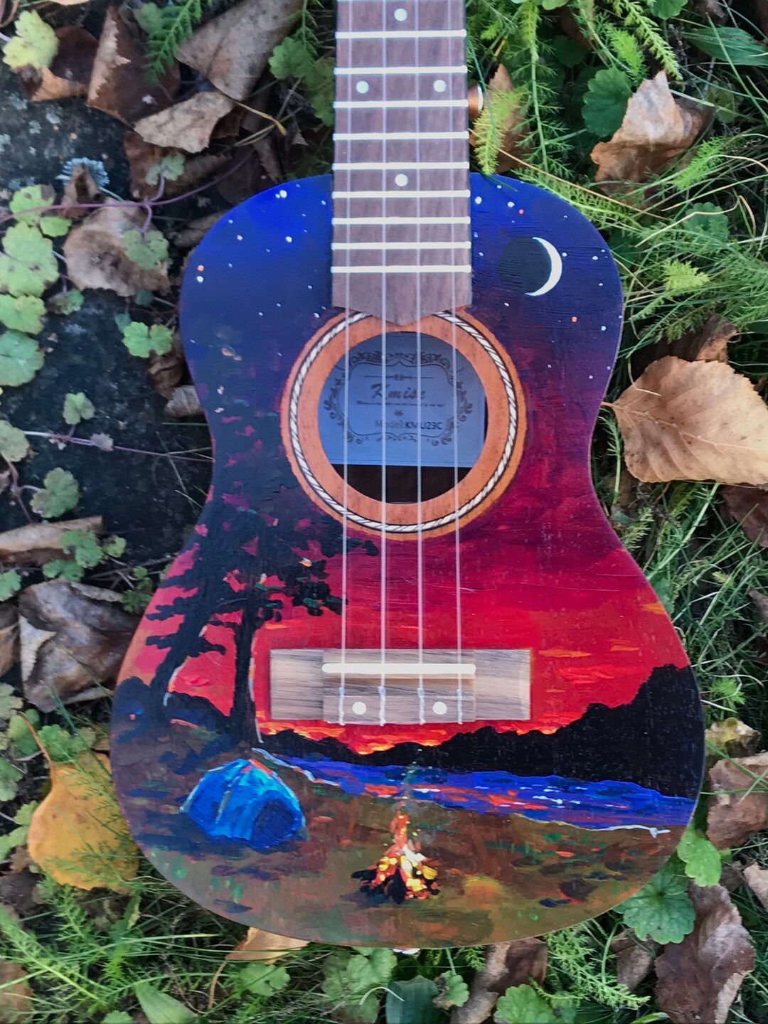 Hand-painted Baritone, Tenor, Concert, or Soprano Ukulele: Campfire ...