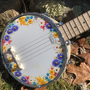 Mini Travel 5-string Banjo: Wildflower Meadow Design - Etsy