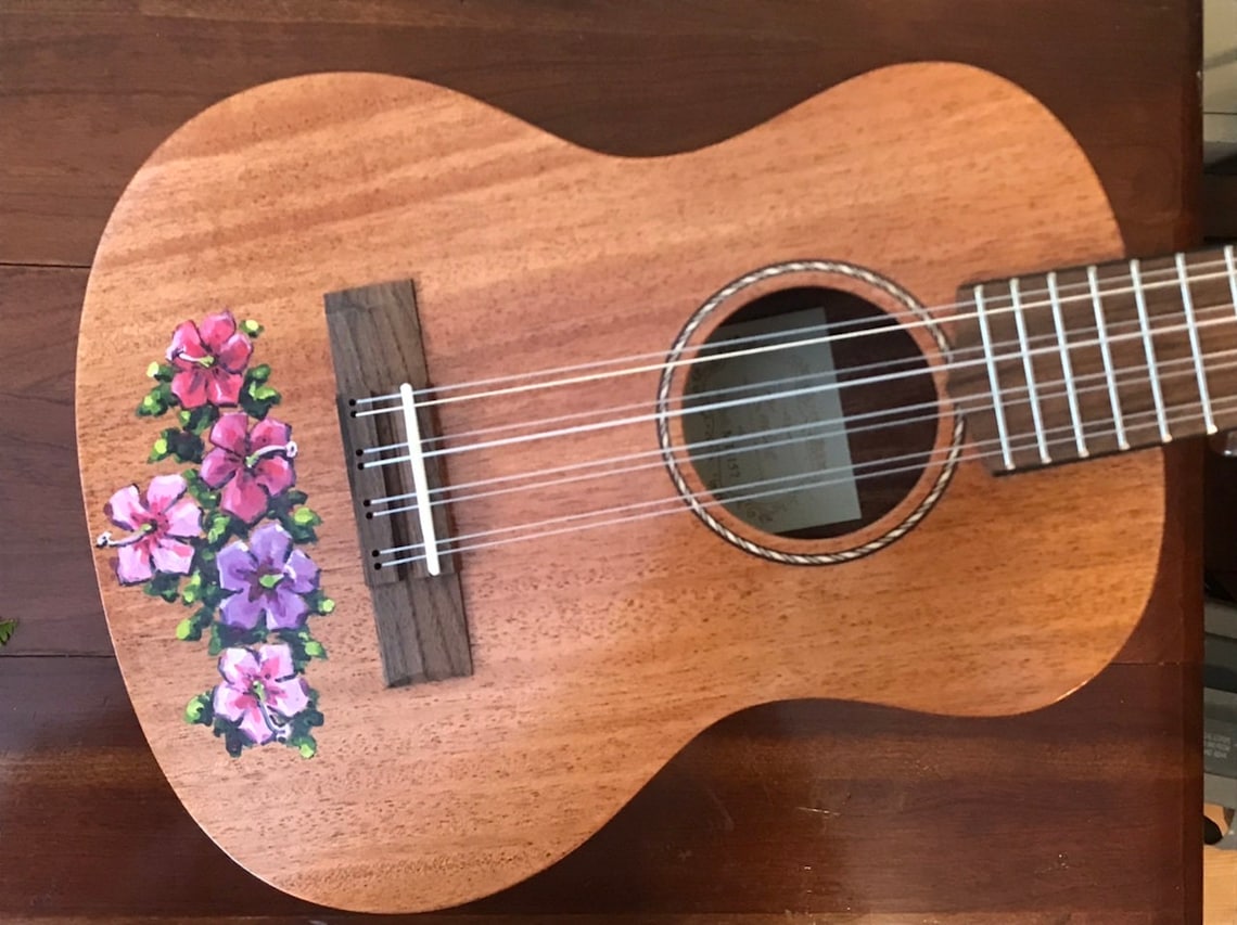 8-string Ukulele, Hibiscus Design - Etsy