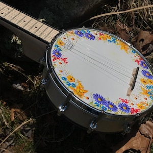 Mini Travel 5-string Banjo: Wildflower Meadow Design - Etsy