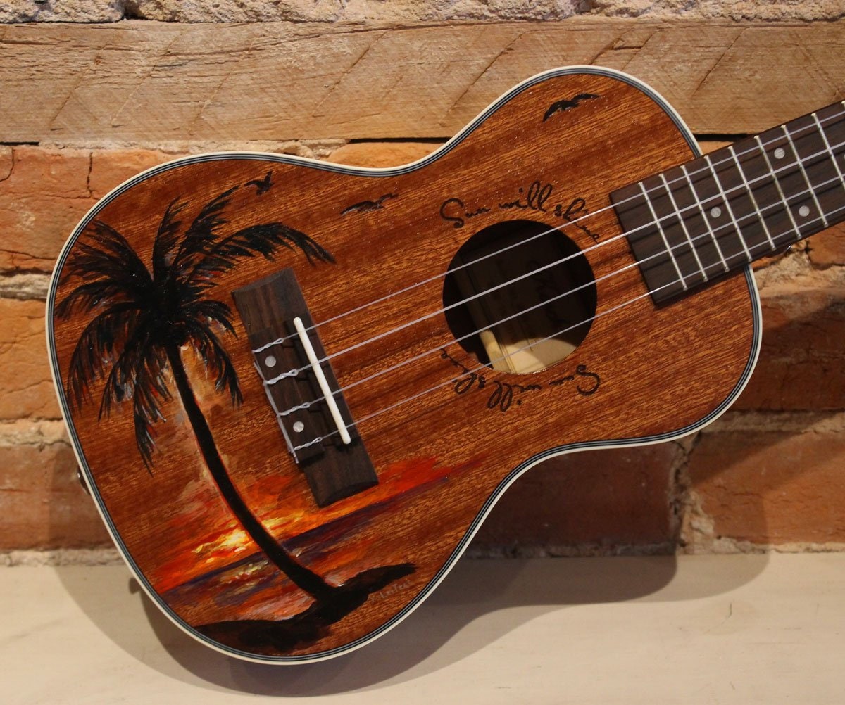 Hand-painted Tenor Concert or Baritone Ukulele: Sunset Palm - Etsy