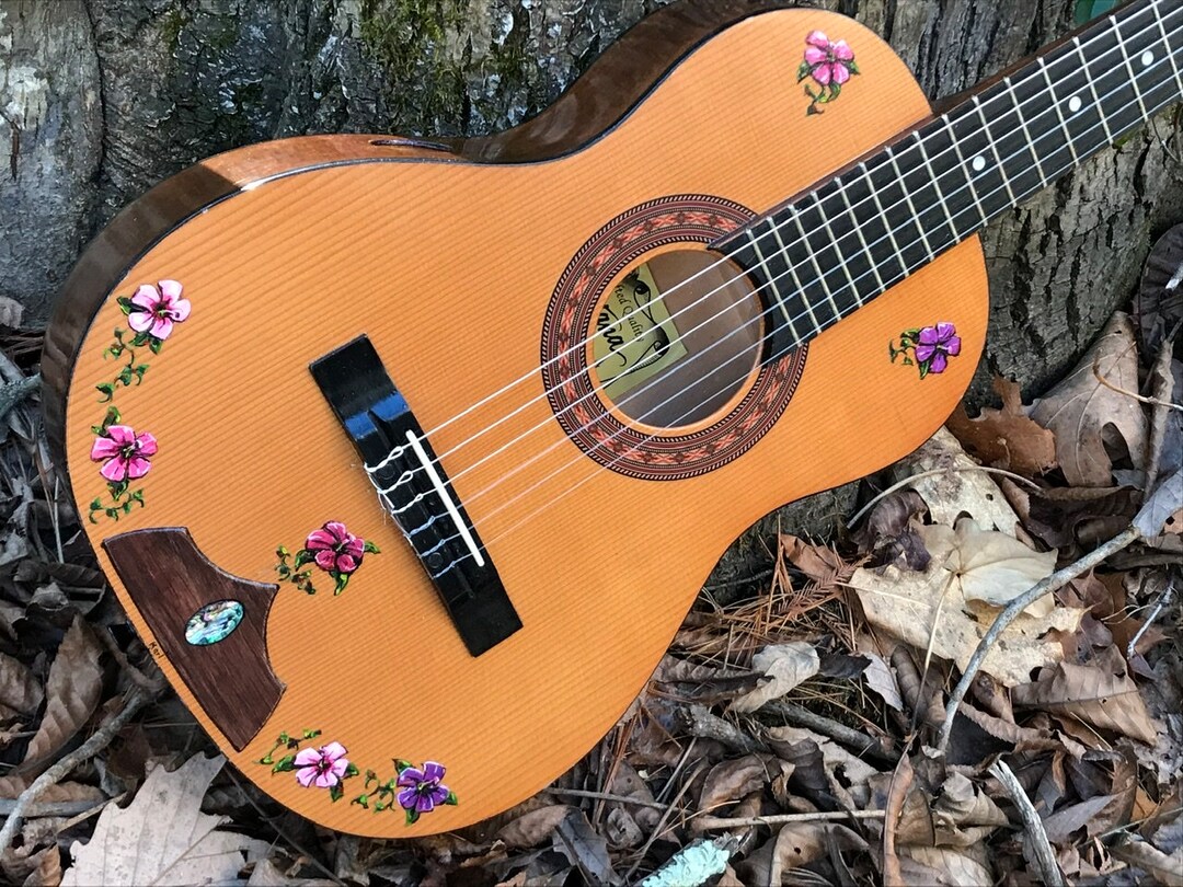 Requinto / Alto Guitar: Hibiscus and Abalone Design - Etsy