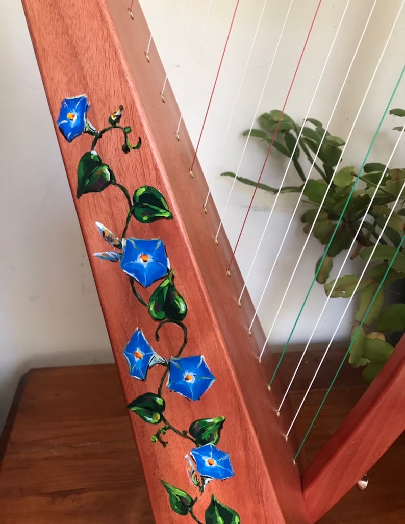 Hand-decorated Celtic irish Harp 15 String Heavenly Blue - Etsy