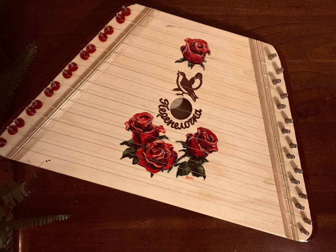 Hand-painted Lap Harp (zither)- 15-string, Red Rose Design - Etsy