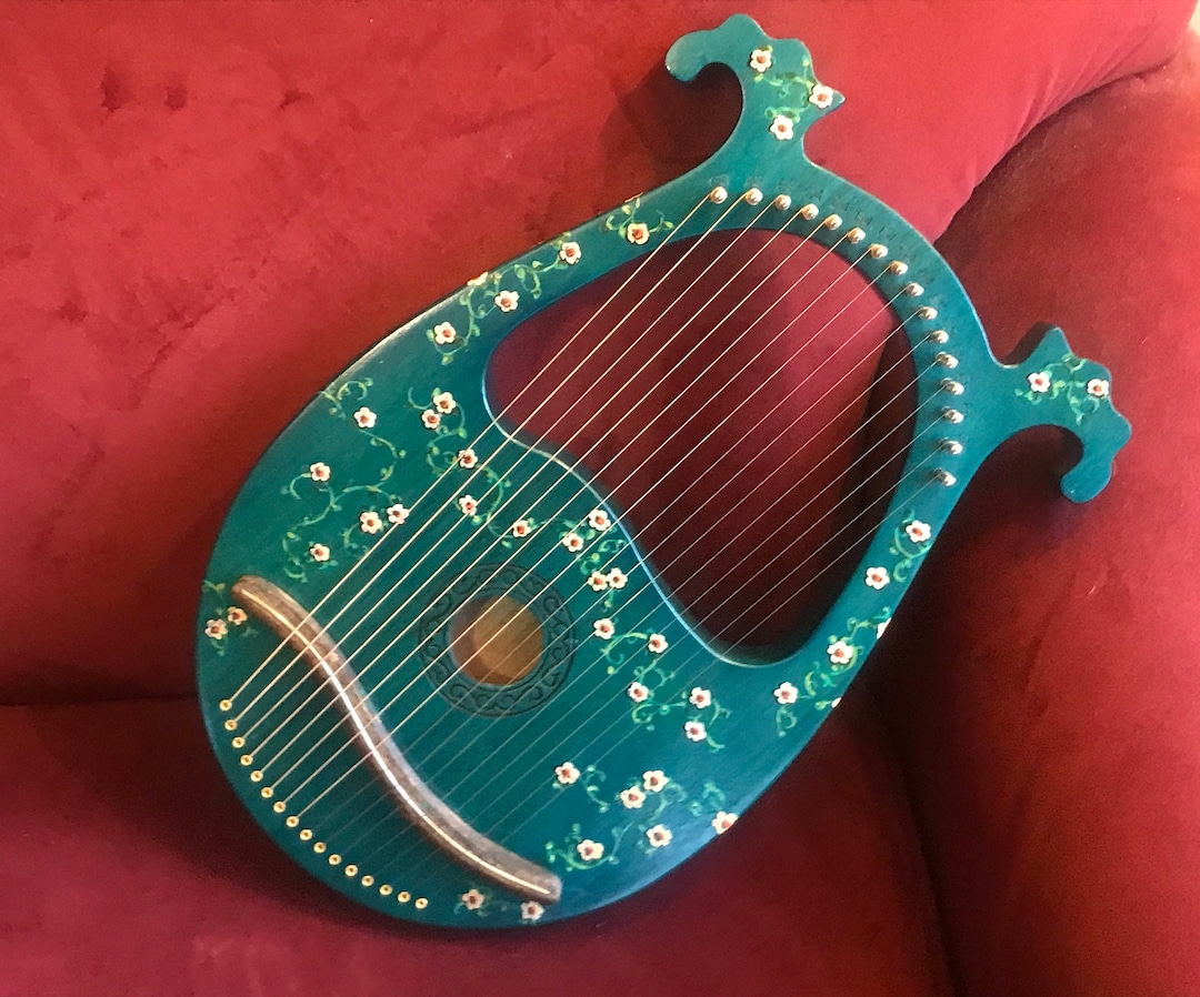 Hand-decorated Lyre Harp - 16-string, Daisy Vine Design - Etsy