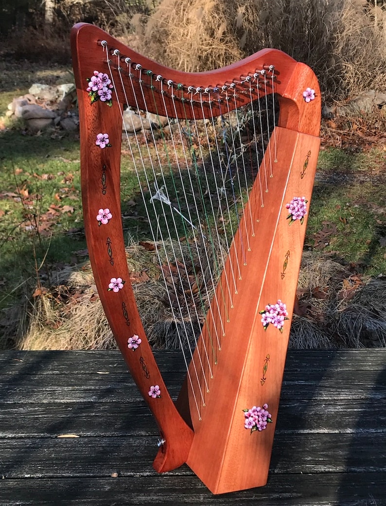 Harp - Hand-decorated Celtic (irish) - 19 String, Cherry ( Sakura ...