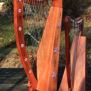 Harp - Hand-decorated Celtic (irish) - 19 String, Cherry ( Sakura ...