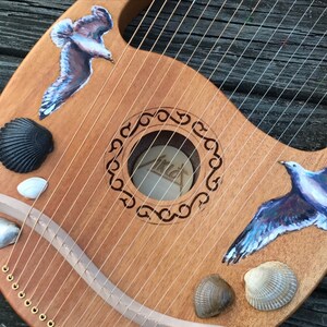 Hand-decorated Lyre Harp - 16-string, Beachcomber Breakers Design - Etsy