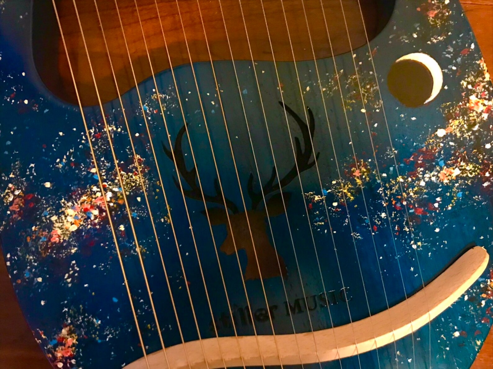 Hand-decorated Lyre Harp 16-string Cosmic Sky Design - Etsy
