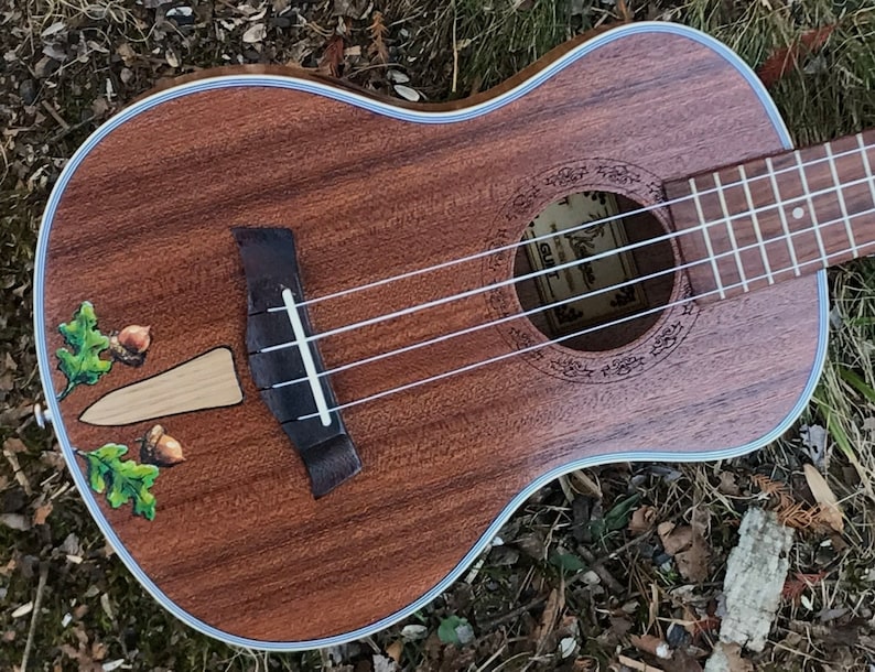 Hand-customized Ukulele: Oak Woods Design - Etsy