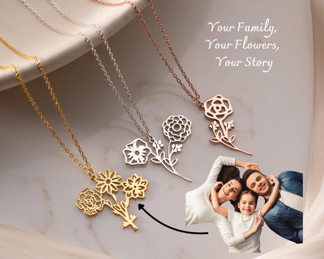 Custom Family Flower Pendant Custom Multiple Birth Flower Family ...
