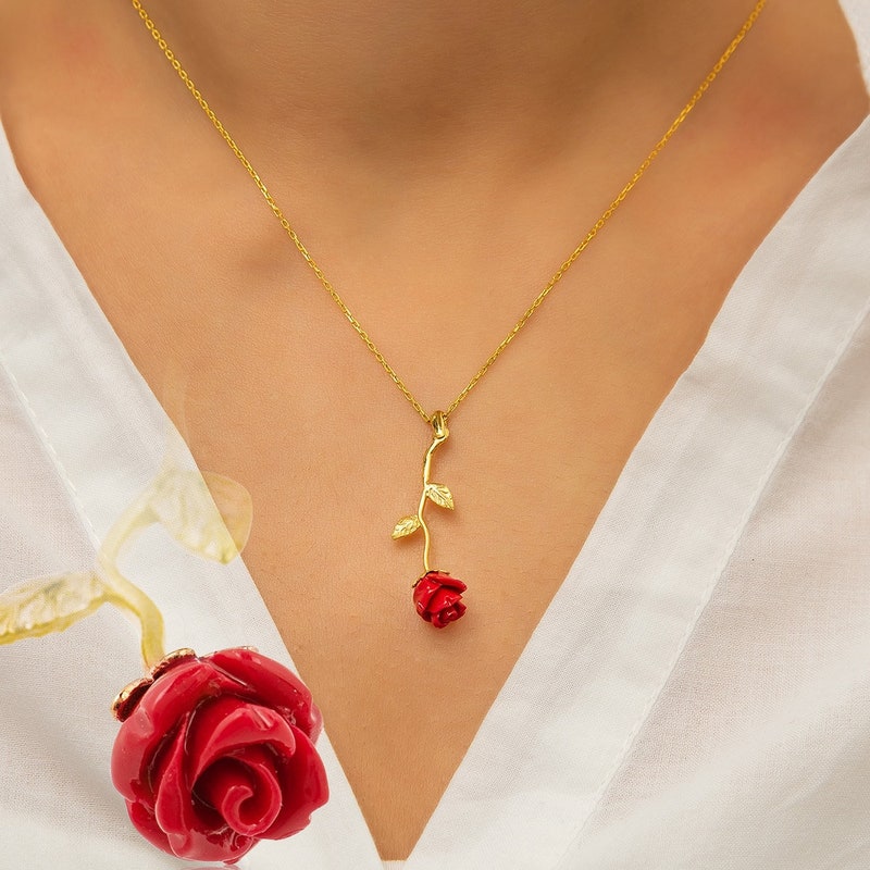 Rose Necklace - Etsy