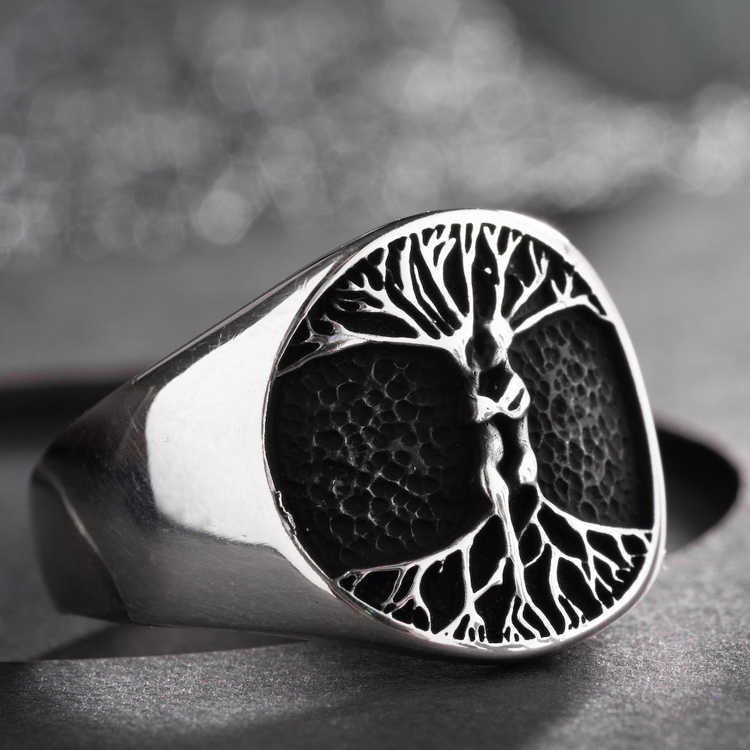 925 Silver Family Tree Ring Men Tree of Life Ring Silver Family Ring ...