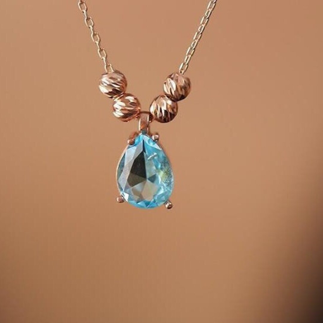 December Birthstone Necklace Silver, Aquamarine Necklace Gold ...
