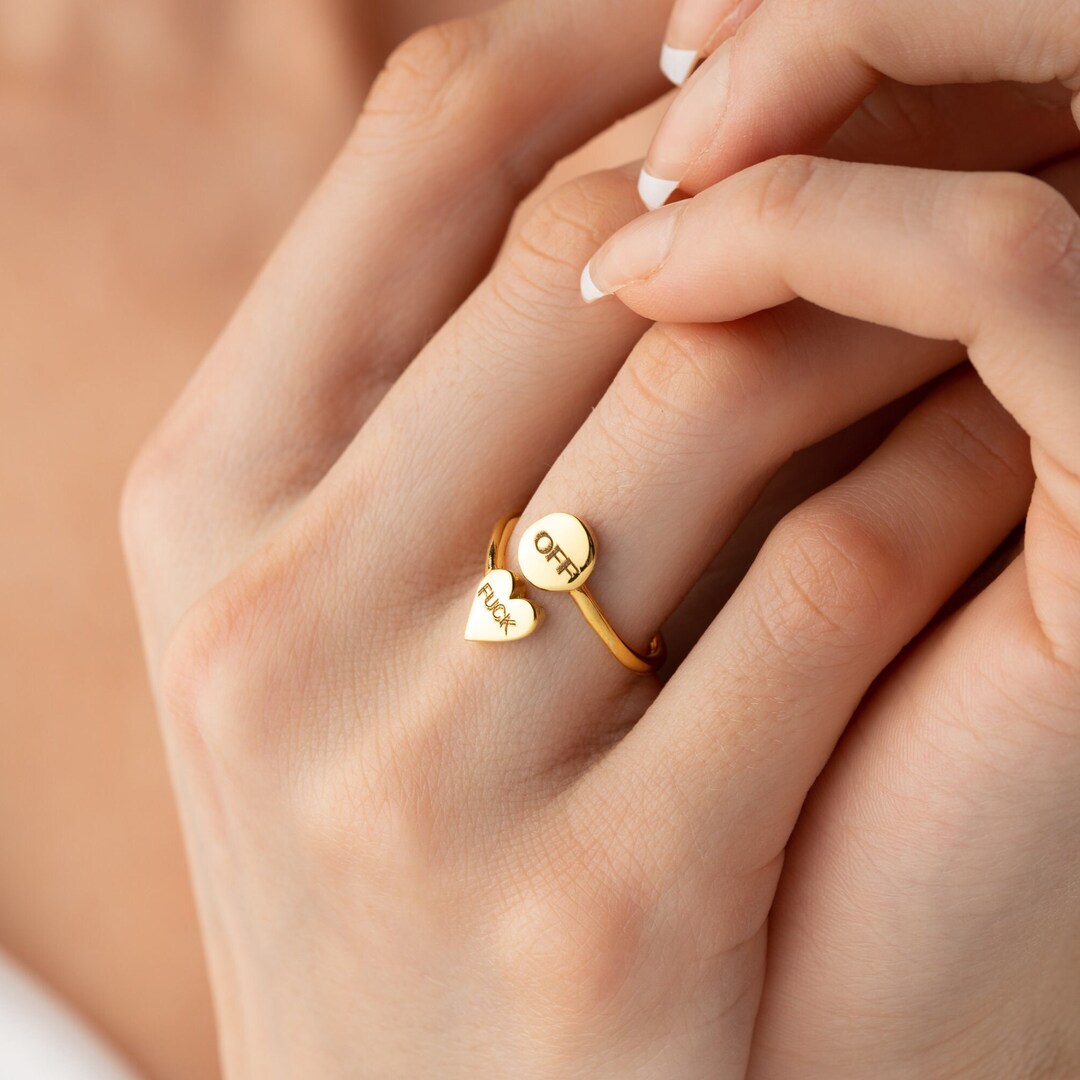 Adjustable Silver Fuck off Ring, Simple Knuckle Ring, Fuck It Ring, Fuck Ring, Fuck You Ring ...