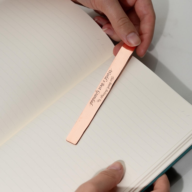 Personalized Solid Copper Bookmark, Custom Engraved Bookmark, Book ...