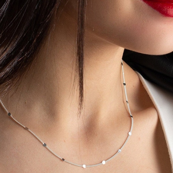 Silver Disc Necklace - Etsy