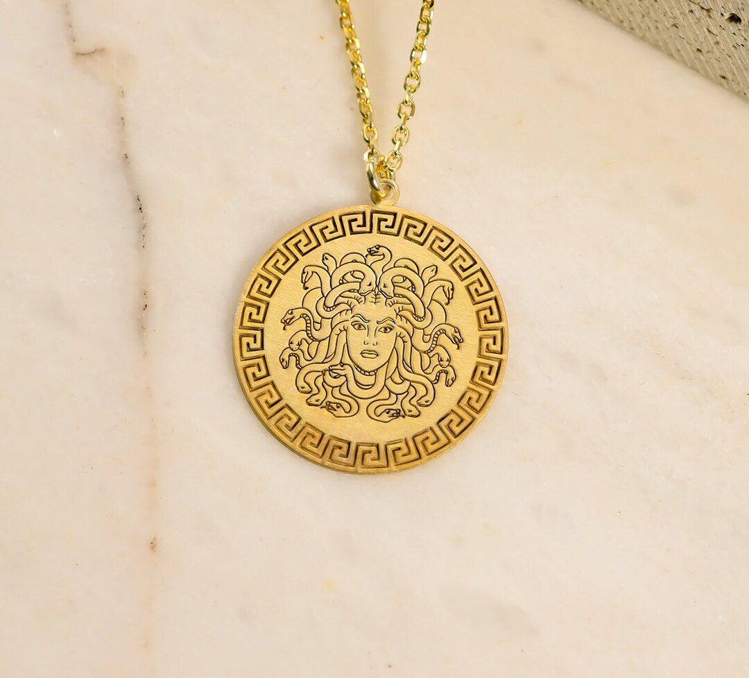 Silver Medusa Necklace, Gorgon Necklace, Gold Medusa Mythology Necklace ...