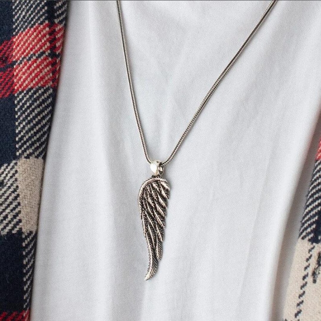 Angel Wing Necklace for Men, Angel Wing Pendant, Mens Silver Necklace ...