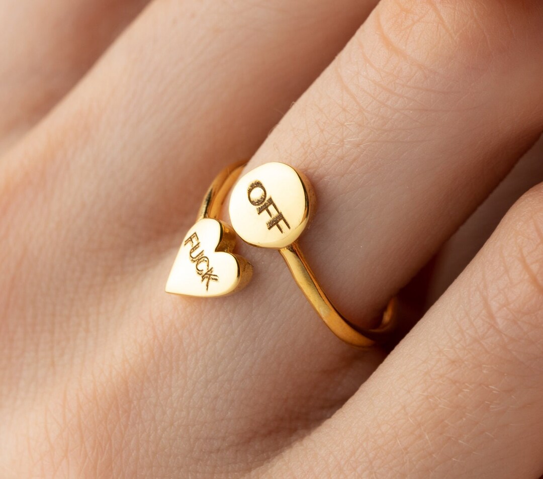 Adjustable Personalized Silver Fuck off Ring, Simple Knuckle Ring, Fuck It Ring, Fuck Ring, Fuck ...