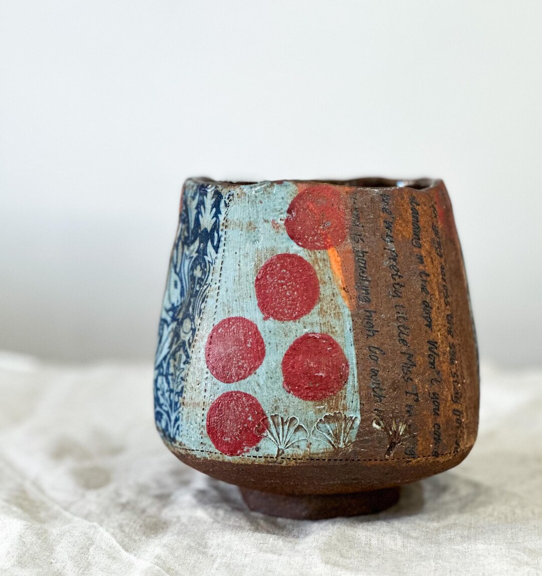 Hand-built Multi Colored, Textured Ceramic Bowl, Rustic, Pottery, Salad ...