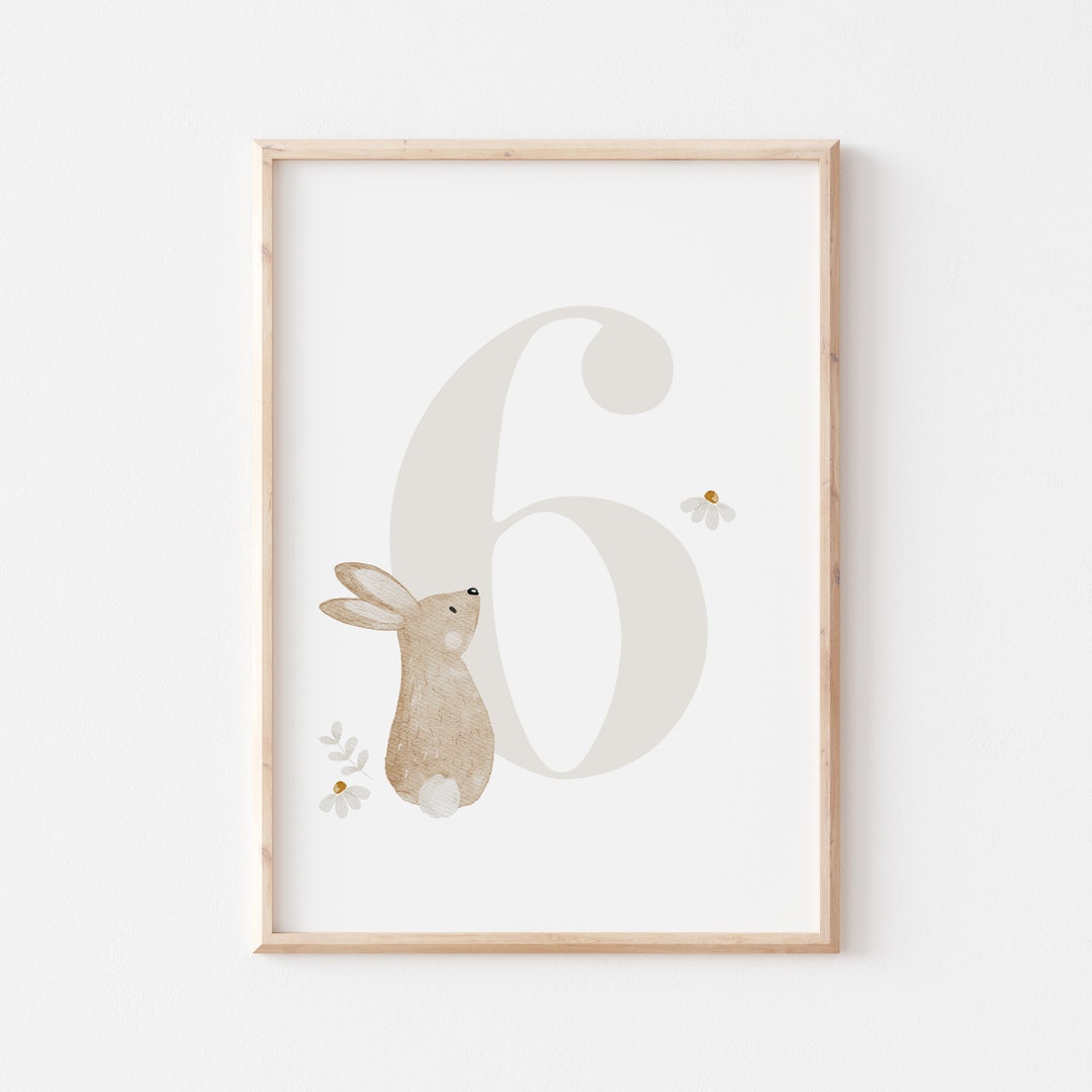Poster Number 6 A4 Children's Poster Poster Children's Room Poster Baby ...