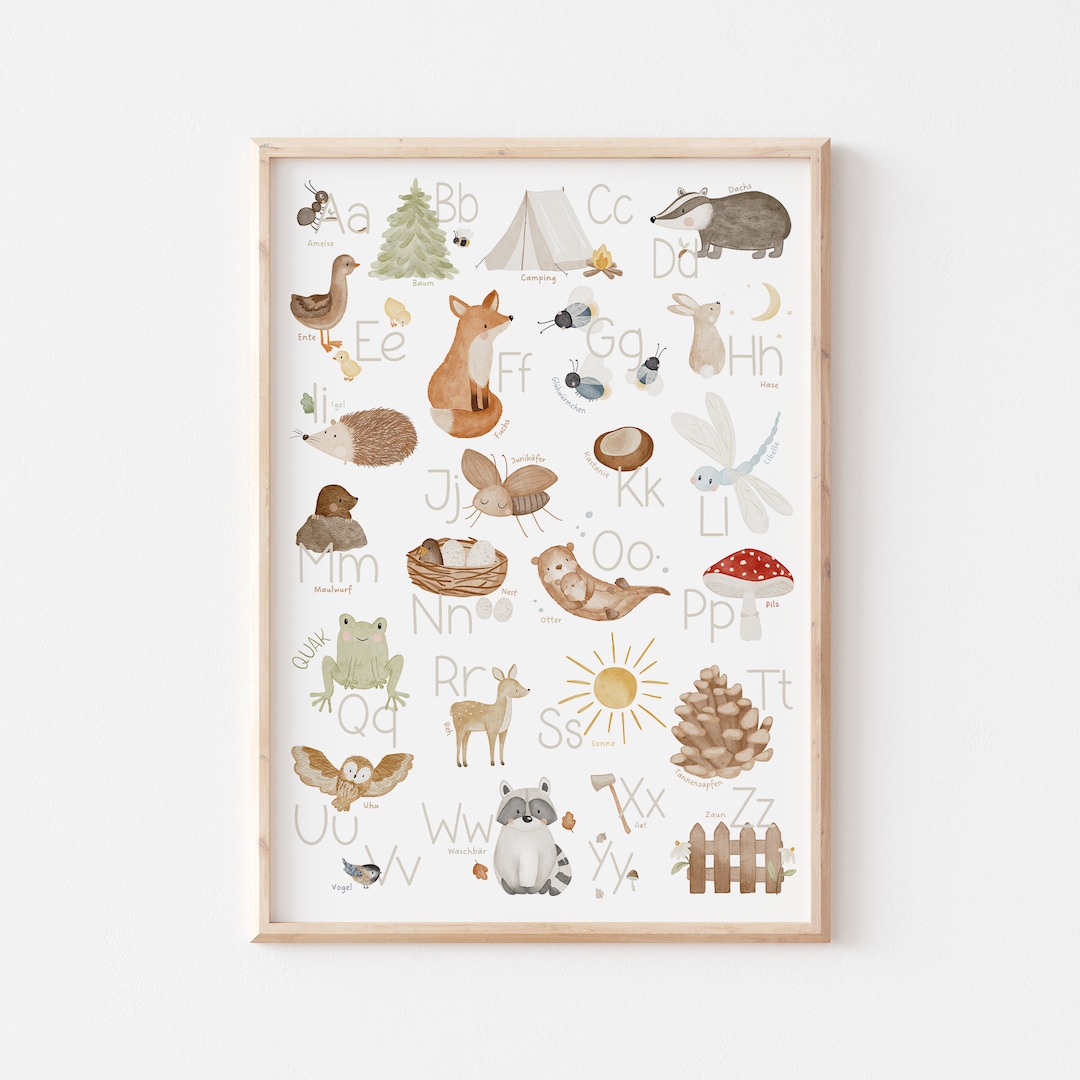 Poster ABC Forest A4 A3 Alphabet Children's Poster Children's Room ...