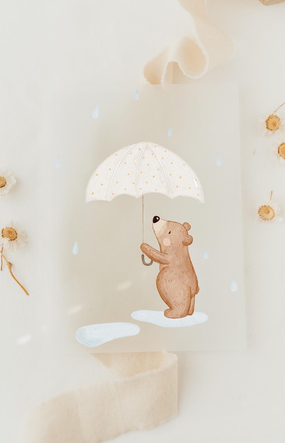 Iron-on Patch Little Bear in the Rain - Motif for Ironing on Children's ...