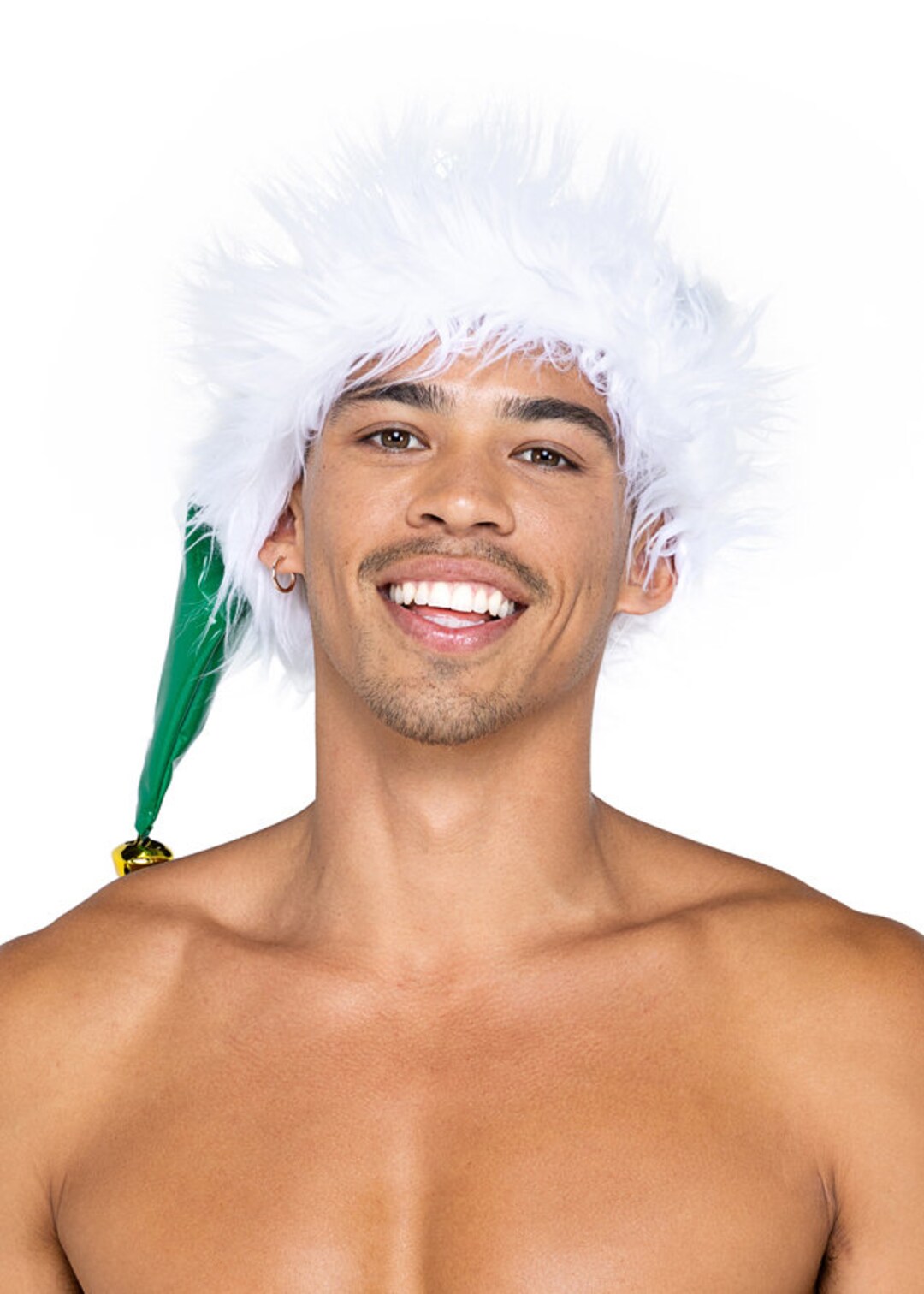 Elf Costume Mens Green White Naughty Hat Sexy Christmas Cosplay Santa's ...