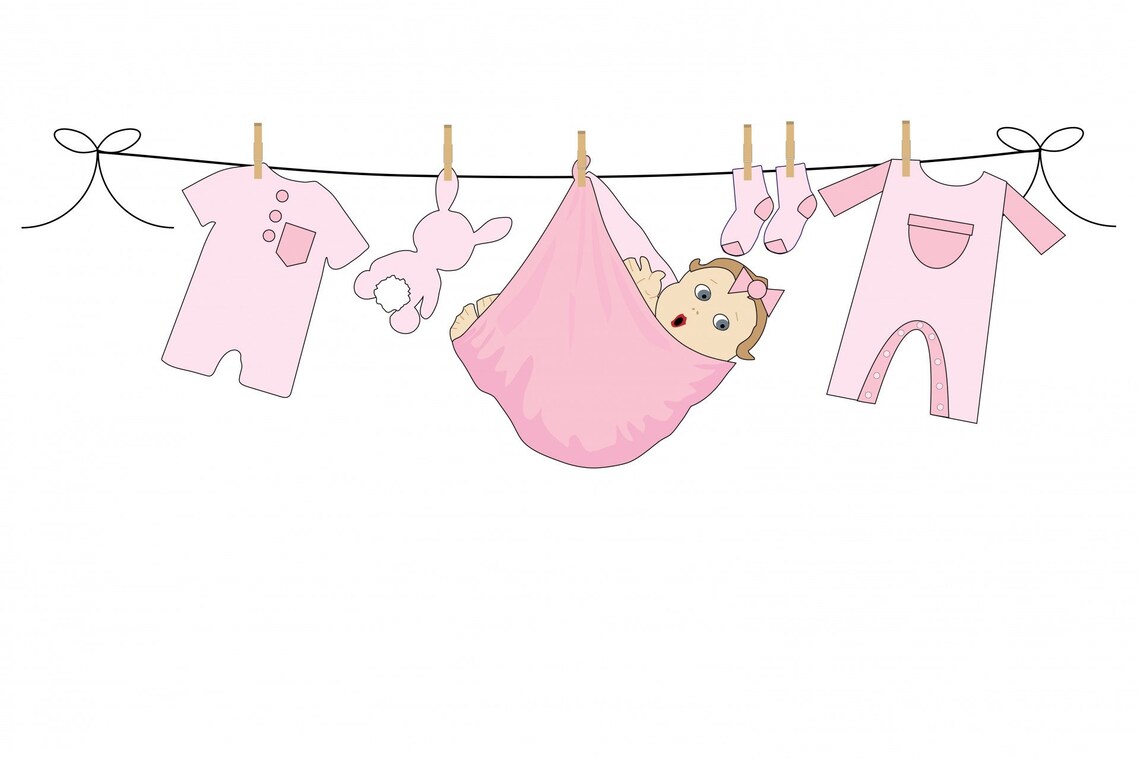 Baby Shower Party Games Hanging Pink Clothesline Bundle 14 - Etsy