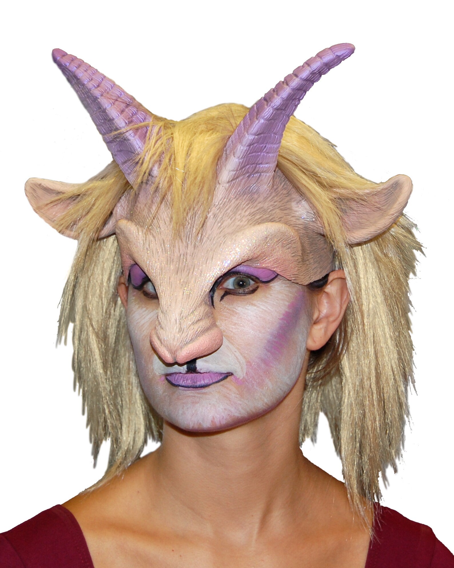 Female Goat Half Mask Wig Glitter Beast Scary Creepy Halloween | Etsy