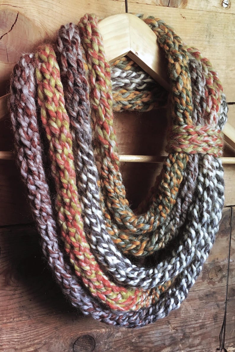 Colorful Handmade Knit Scarf | Chunky Infinity Scarf - Etsy
