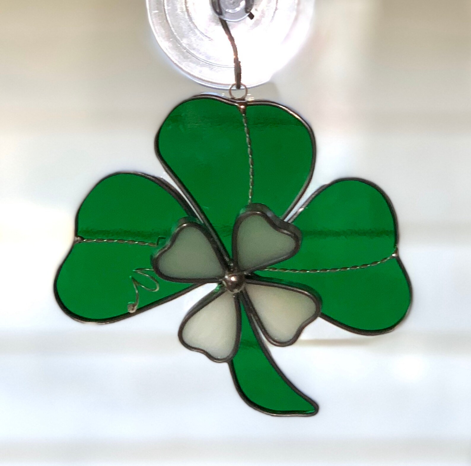 Stained Glass Shamrock With Flower/ 3 Leaf Clover With Flower/ - Etsy
