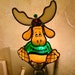 6h X 4 W Moose Night Light/ Moose With Snowshoes/ Stained Glass ...