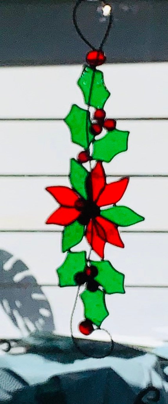 Christmas Scroll/poinsettia Scroll/ Stained Glass Christmas | Etsy