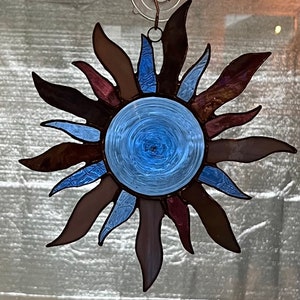 Stained Glass Sun With Yellow/orang Rondel With Gold & Orange Rays ...