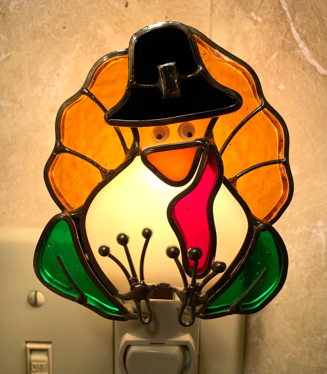 Turkey Night Light/ 4”X 3” Stained Glass Nite Lights/ Thanksgiving ...