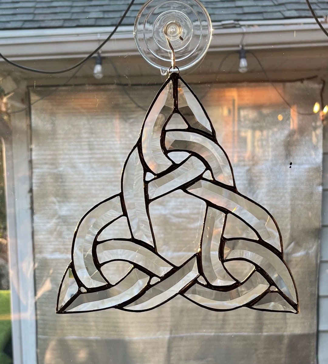 New 8 X 8 Celtic Triangle/clear Beveled Knot/ Celtic Window Hanging ...