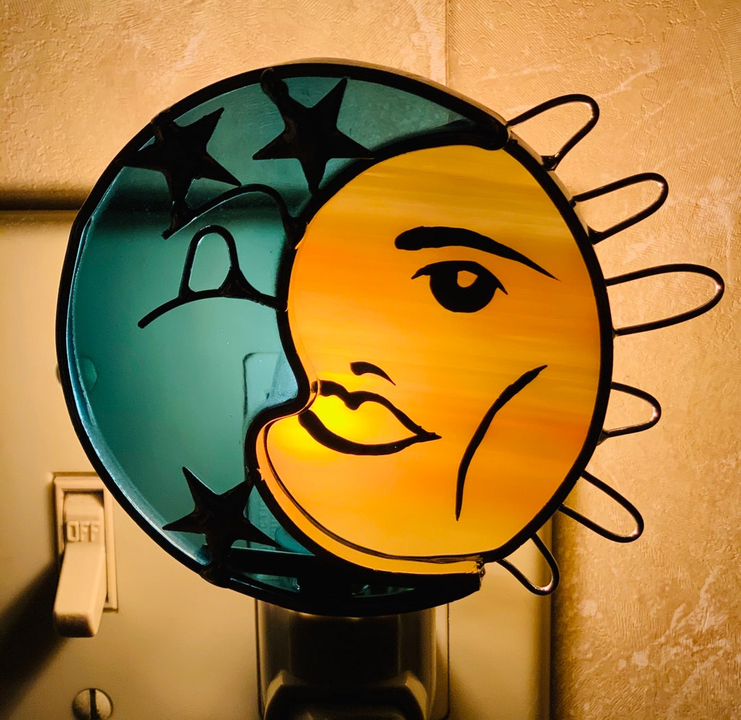 Sun & Moon Night Light/ Stained Glass/ Celestial Night Light/ Perfect ...
