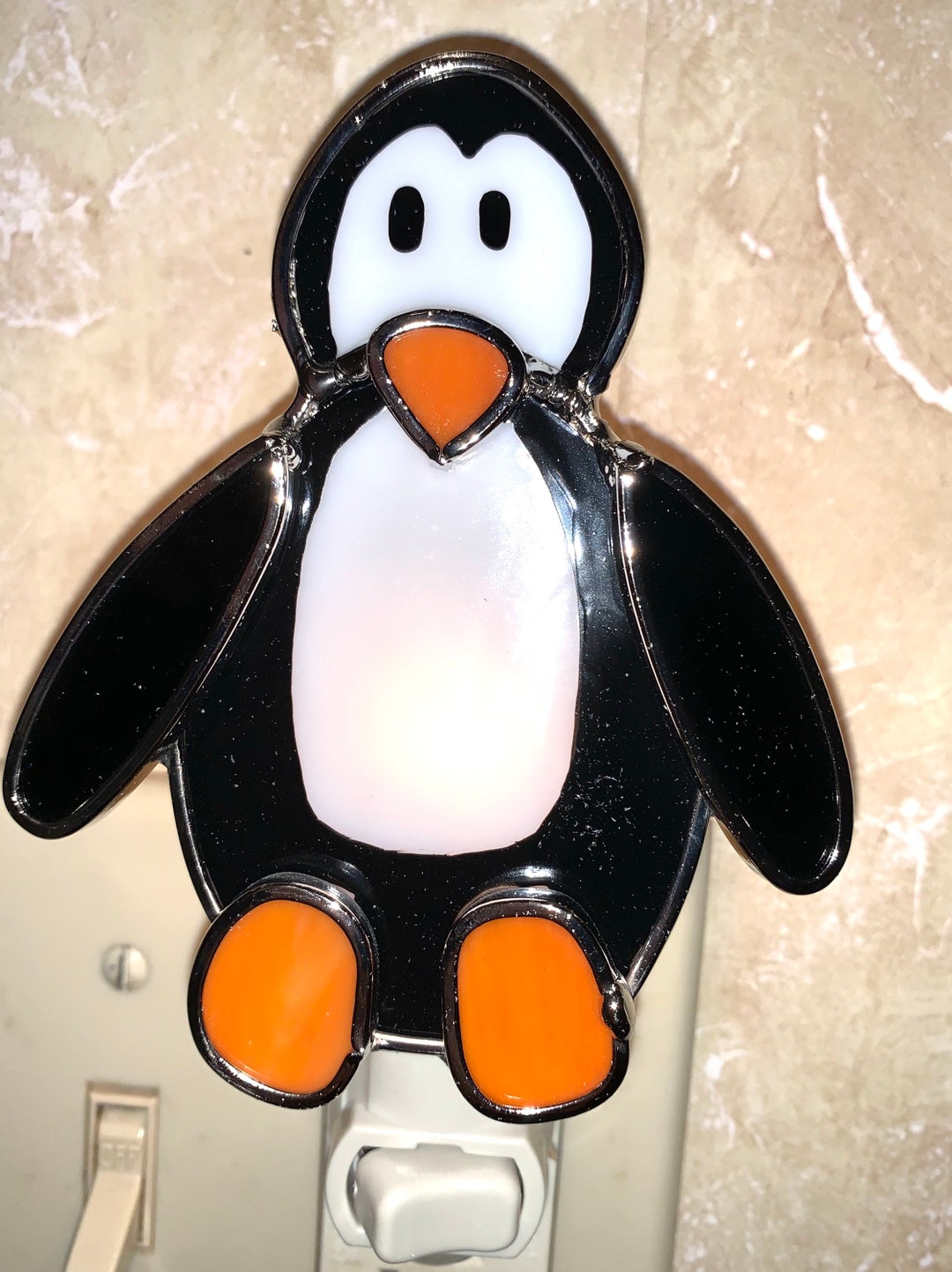 Stained Glass Penguin Night Light/ 4w X 5h Cute Night Light for Adults ...