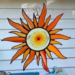 Stained Glass Sun With Yellow/orang Rondel With Gold & Orange - Etsy