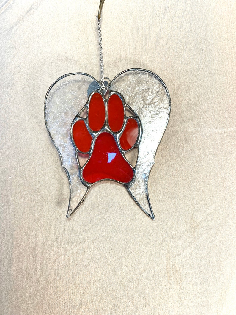 Angel Paws Stained Glass/ Paws With Wings Suncatcher/ - Etsy