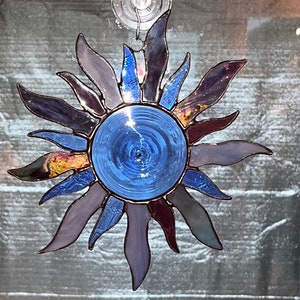 Stained Glass Sun With Yellow/orang Rondel With Gold & Orange Rays ...