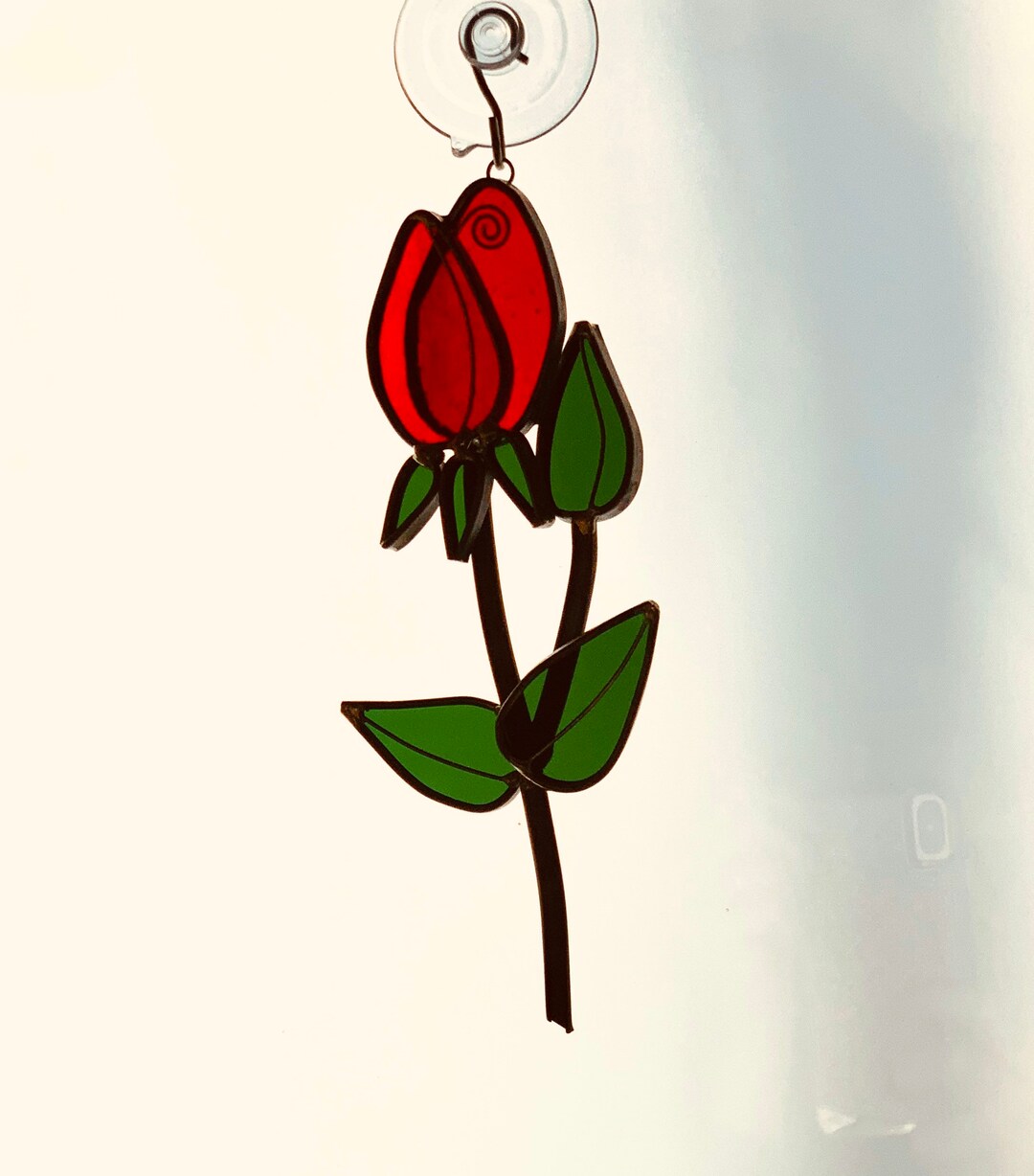 Rosebud Suncatcher/ Valentines Day Gift/ Stained Glass Rose/ Birthday ...
