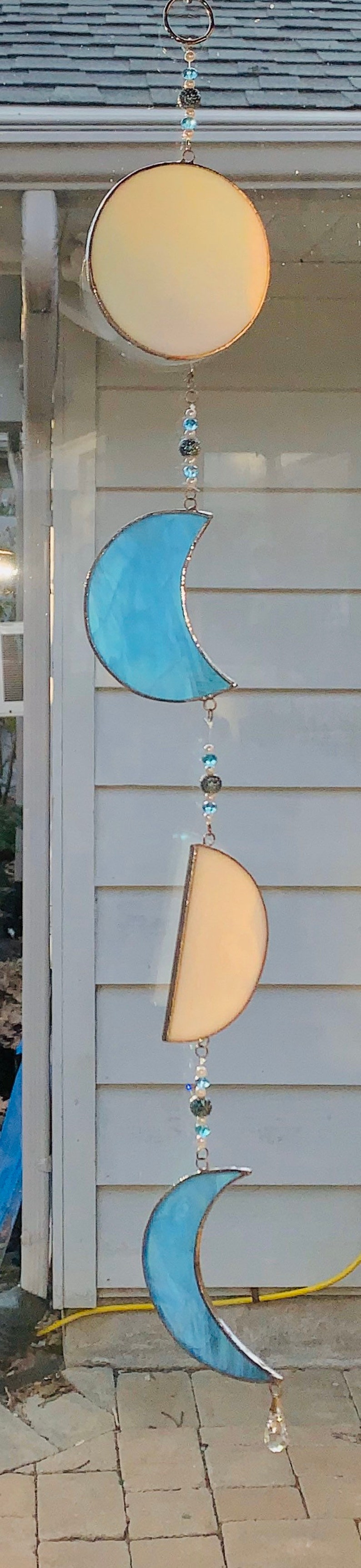 Moon Phases Stained glass/ 4W X 23L Moon Suncatcher/ Full | Etsy