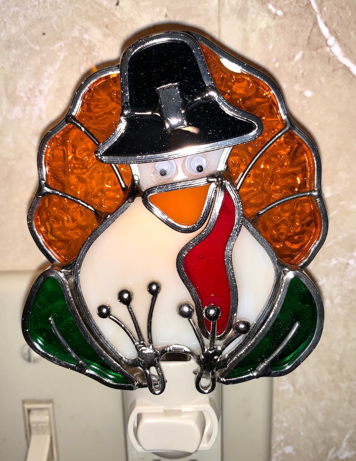 Turkey Night Light/ 4”X 3” Stained Glass Nite Lights/ Thanksgiving ...