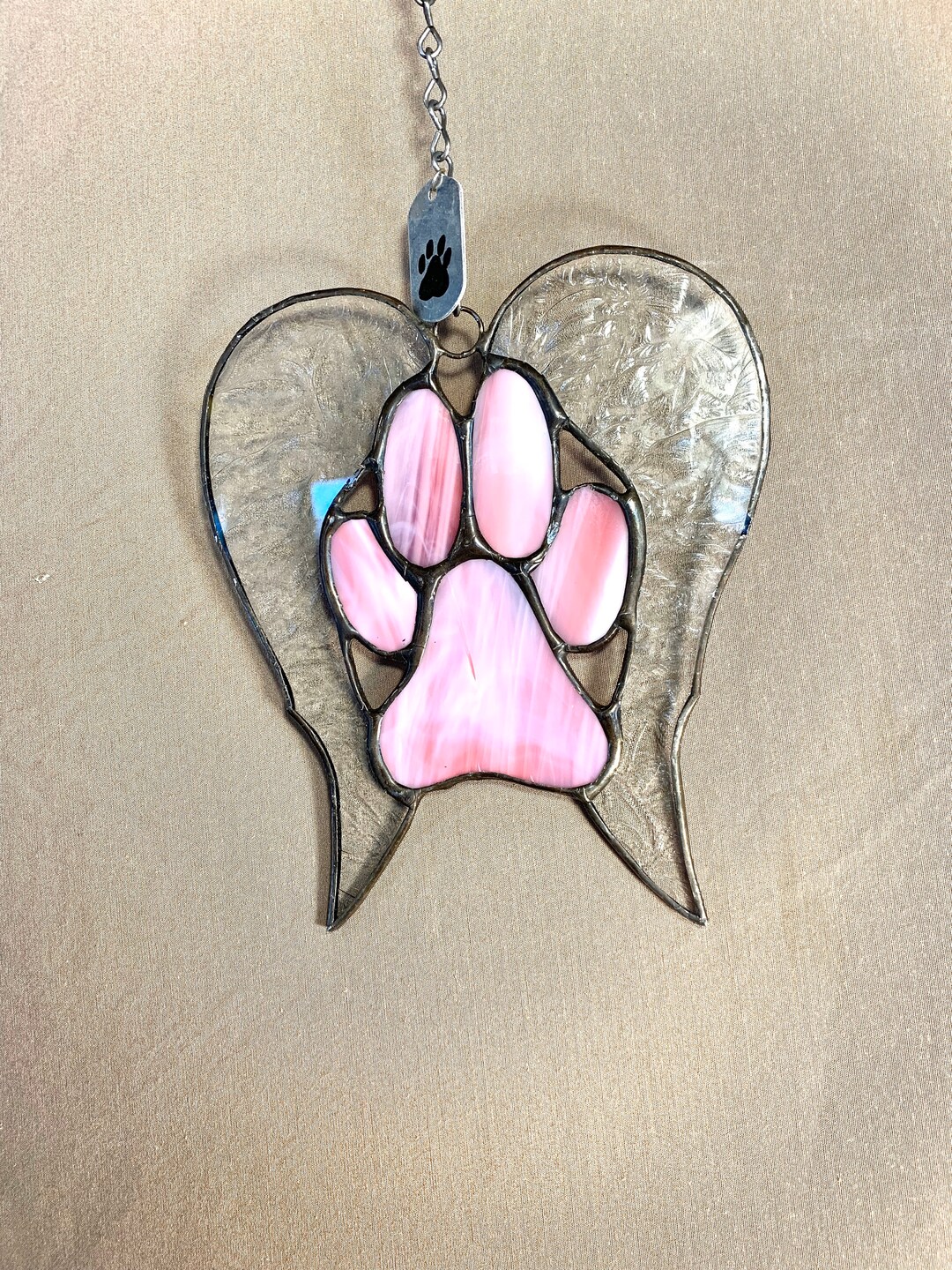 Angel Paws Stained Glass/ Paws With Wings Suncatcher/ Available in Pink ...