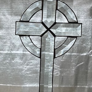 Catholic Cross/ Beveled Glass Cross/ 5” X 9” Beveled Cross/ Window ...