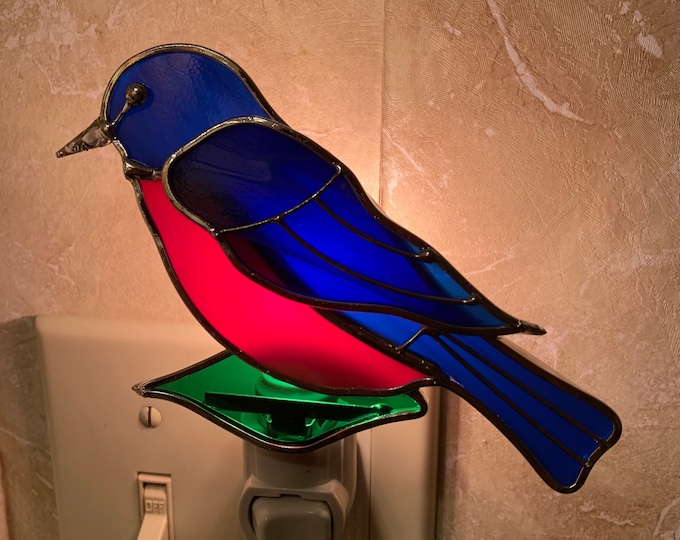 5x5 Bluebird Night Light/stained Glass Bluebird of Happiness/ Wall ...