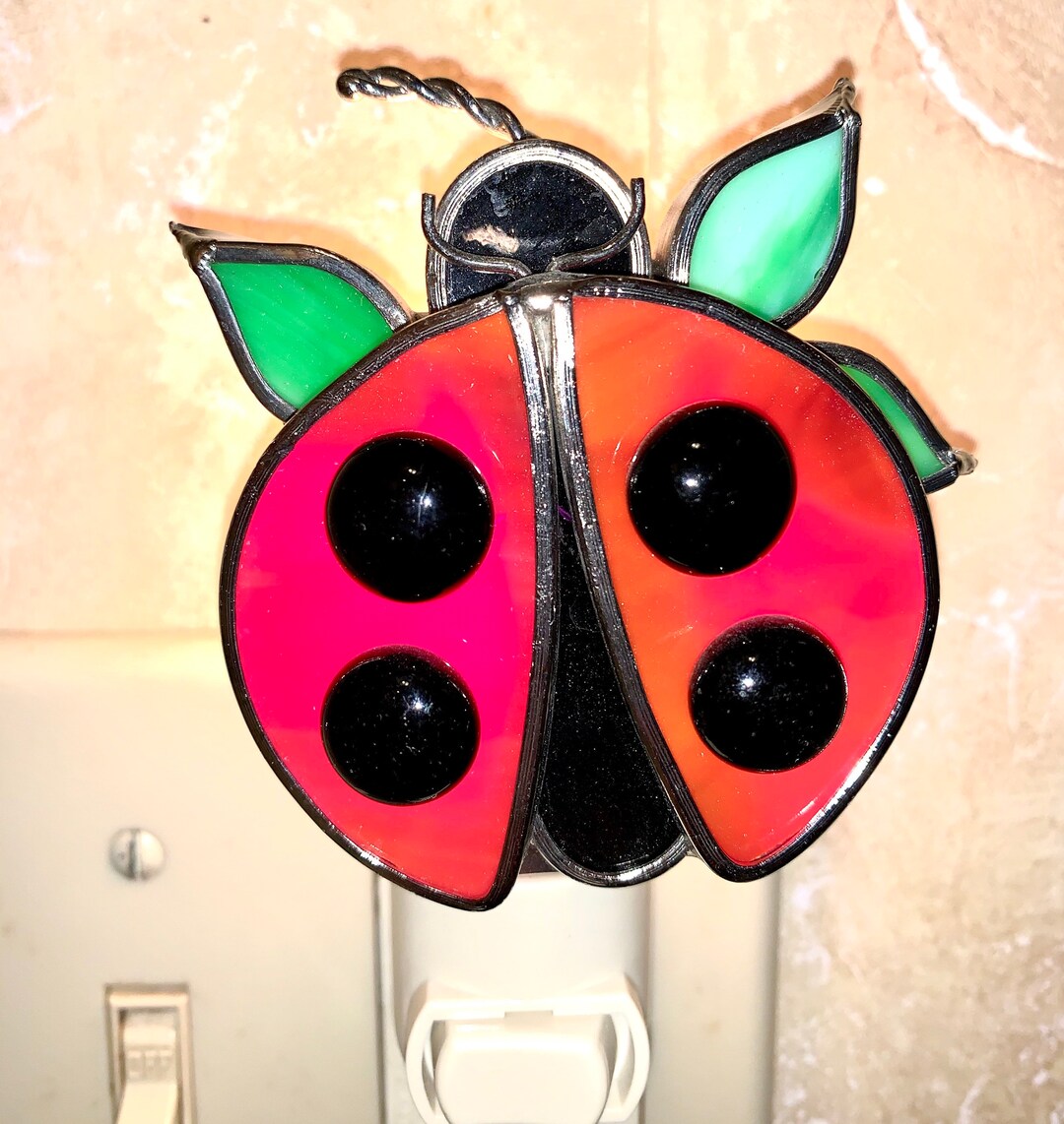 Stained Glass Ladybug Night Light/ Wall Light/ Electric / Ladybug With ...